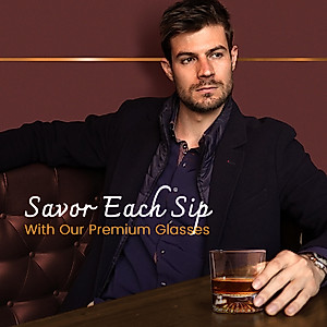 The Cocktail Box Co. Premium Whiskey Glasses Set of 2, Bourbon Glass, Whiskey Glass, Double Wall Old Fashioned Glass, Crystal Glasses, Unique design of Whiskey Glasses, Great Gifts for Men