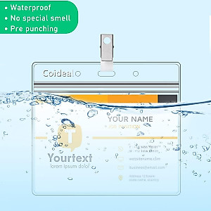 Plastic Horizontal Badge Holder Clear - Coideal 36 Pcs Thick Name Tag ID Card Holders Protector Transparent Sleeves with Waterproof Resealable Zip