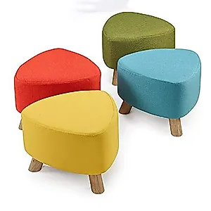 JAHH Products Foam Padded Pouf Footrest Stool with Removable Linen Cover and Non-Skid Wooden Legs, (Color : Black)