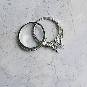 Maya's Grace Womens Silver CZ Crystal Engagement Wedding Ring Band 2 Piece Set