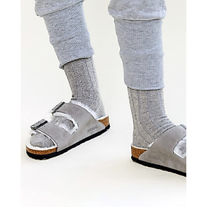 State Cashmere Unisex Ribbed Socks 100% Pure Cashmere Super Soft Bed Cuff Socks (Pale Charcoal, Small/US 6-11)