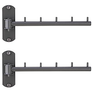 Zivisk 2 Pcs Folding Wall Mounted Clothes Hanger Rack with Swing Arm Stainless Steel Heavy Duty Coat Hook for Bathroom, Bedroom, Laundry Room - Gray
