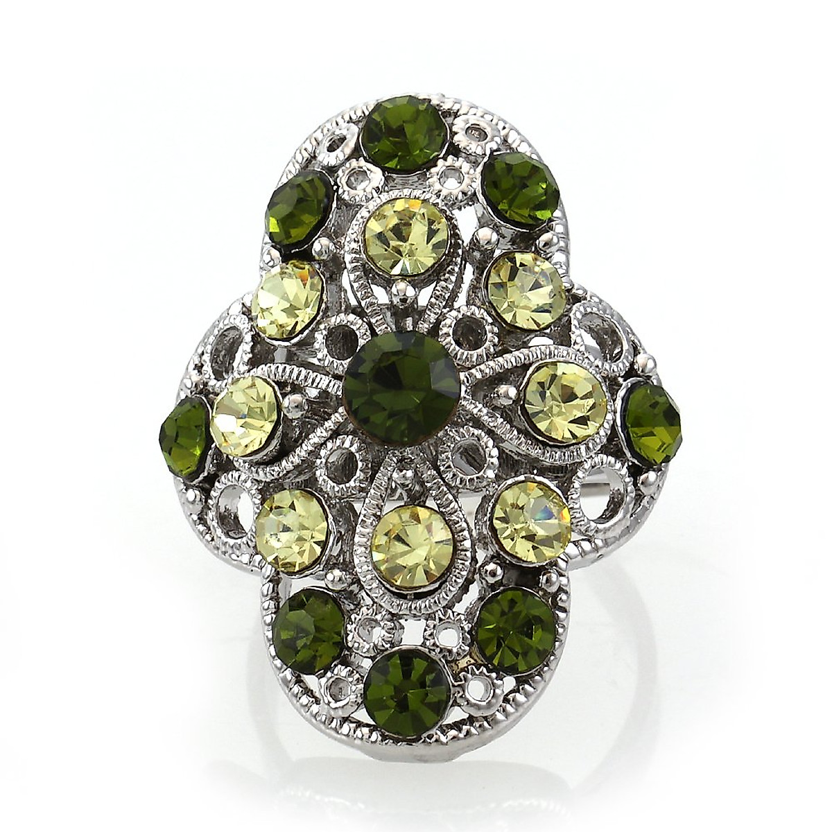 SoulBreezeCollection Green Flower Design Cocktail Ring Jewelry for Prom Bridal Wedding Bridesmaid Brides