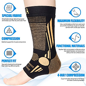 NEENCA Ankle Brace for Pain Relief, 2 Pack Compression Ankle Sleeves Set. Ankle Support Stabilizer for Achilles Tendonitis, Plantar Fasciitis, Joint Pain, Swelling, Arthritis, Sport - FSA/HSA Approved