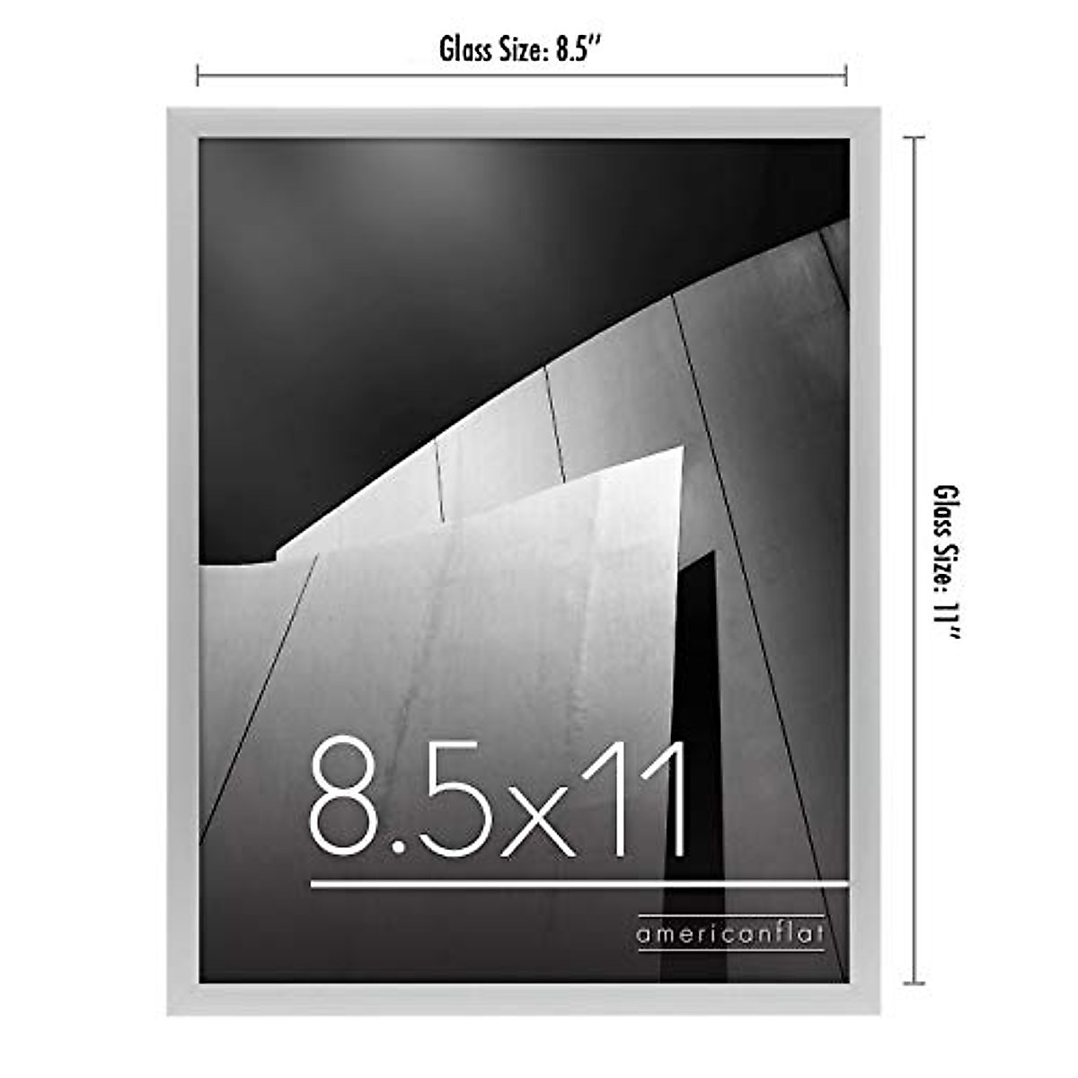 Americanflat 8.5x11 Picture Frame in Silver - Thin Border Frame with Shatter Resistant Glass - Horizontal and Vertical Formats for Wall and Tabletop