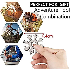 18-in-1 Snowflake Multi Tool, Stainless Steel Snowflake Bottle Opener/Flat Phillips Screwdriver Kit/Wrench, Durable and Portable to Take, Great Christmas gift(Standard, Stainless Steel). (Silver)
