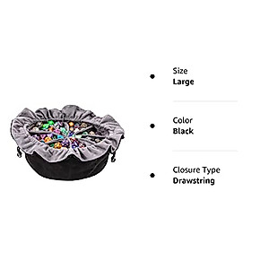 Large DND Dice Drawstring Bags with Pockets Black Storage Bag for RPG MTG Game Dices Capacity Over 300 Dice