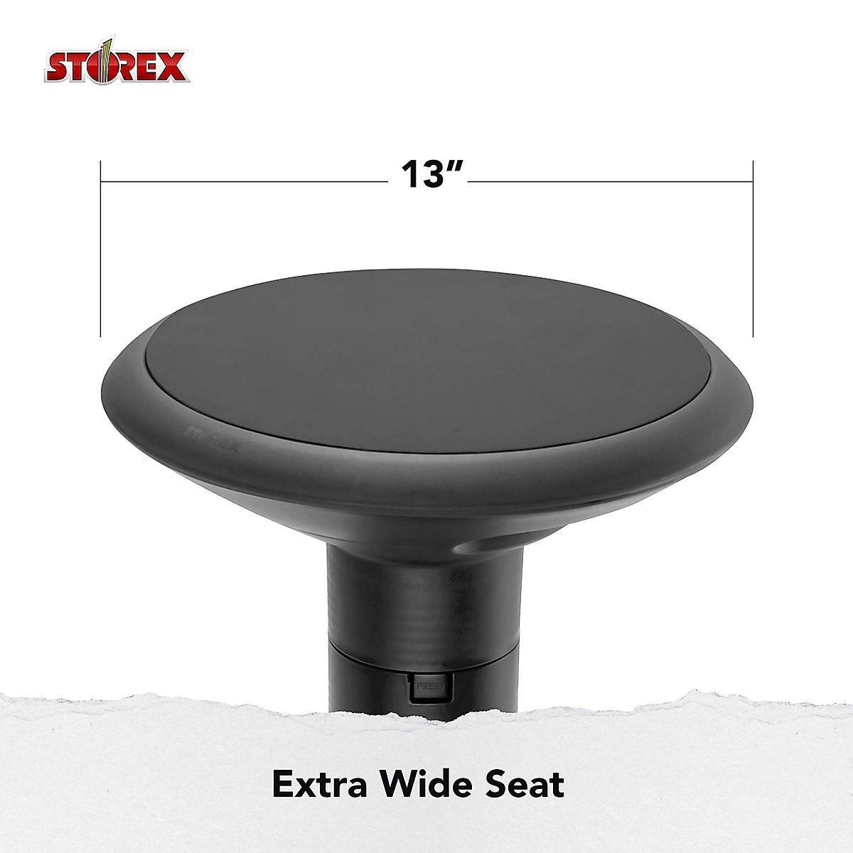 Storex Active Tilt Stool – Ergonomic Seating for Flexible Office Space and Standing Desks, Adjustable 12-24 Inch Height, Black (00320A01C)