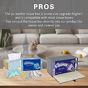 XNONE Tissue Box Cover Rectangle Kleenex Box Holder PU Leather Facial Organizer with Magnetic Bottom,Decorative Napkin Caddy for Vanity Dresser Night Stand Table Countertop Home Office Car,Grey