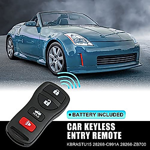 uxcell 2pcs Replacement 4 Button Keyless Entry Remote Control Key Fob for Nissan for Infiniti KBRASTU15 28268-C991A 28268-ZB700