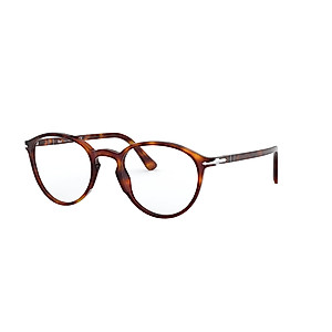 Persol PO3218V Round Prescription Eyewear Frames, Havana/Demo Lens, 51 mm
