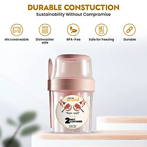 The INC Brand Yogurt Parfait Cups With Lids, Reusable Yogurt Containers With Spoons, Overnight Oats Containers With Lids, Set Of 4 Crunch Cups To Go, 4 Colors