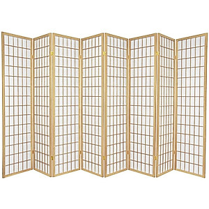 ORIENTAL Furniture 6 ft. Tall Window Pane Shoji Screen - Natural - 8 Panels