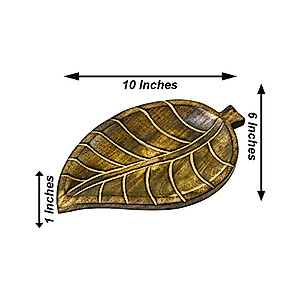 Ajuny Decorative Wooden Tray Platter for Serving Snacks Fruits Hand Carving Home Gifts