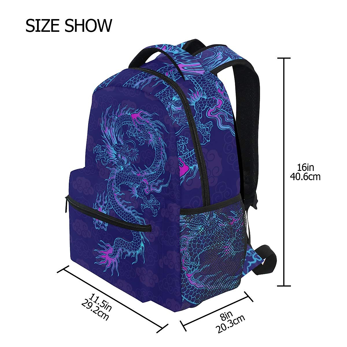Blueangle Purple Chinese Dragon Printing Computer Backpack - Lightweight School Bag