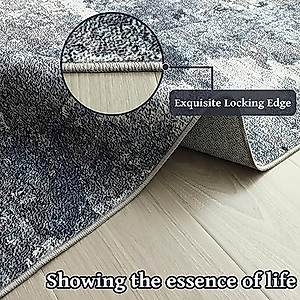 QD-Udreamy 5x7 Area Rugs, Machine Washable Rug 5' x 7', Ultra-Thin Abstract Modern Area Rug Stain Resistant Anti Slip Backing Rugs for Living Room Bedroom