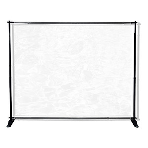 BannerBuzz Sneeze Guard, Adjustable Banner Stand, 580GSM Full Tarp PVC Clear Vinyl with Black Coated Aluminium, Vision Clarity Up to 90% (5' W x 5' H)