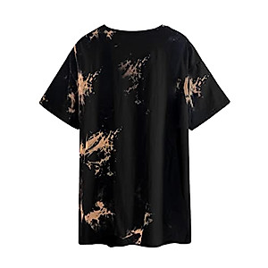 Avanova Women's Letter Print Oversized Short Sleeve Tee Crewneck Casual Loose Fit T Shirt Tie Dye Brown X-Large