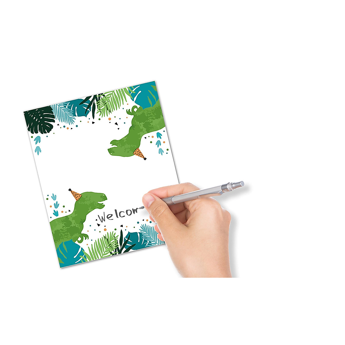 Table Place Card, Dinosaur Themed Tent Style Cards, Pack of 25 Half-Fold Reception Place Card, Green Blue Dino Food Labels, Perfect for Baby Shower, Dinosaur Birthday Party C06