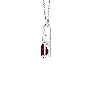 Angara Natural 0.4 Ct Ruby Teardrop Pendant Necklace with 0.04 Ct Diamond for Women in Sterling Silver (Grade-A | Size-6x4mm) | July Birthstone, Birthday, Anniversary, Wedding Jewelry Gift For Women