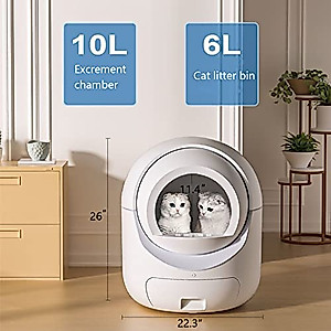 Self- Cleaning Cat Litter Box,Large Automatic Cat Litter Box for Multiple Cats,Suitable for All Kinds of Cat Litter, Odor Removal , App Control, Smart Health Monitor,Support 5g&2.4g WiFi