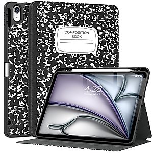 Supveco Case for iPad Air 11 Inch 2024,iPad Air 5th/4th Generation 10.9 Inch 2022/2020 with Pencil Holder-[Auto Wake/Sleep],Premium Folio Stand Soft TPU Back Cover for iPad Air 5/4 Gen-Book