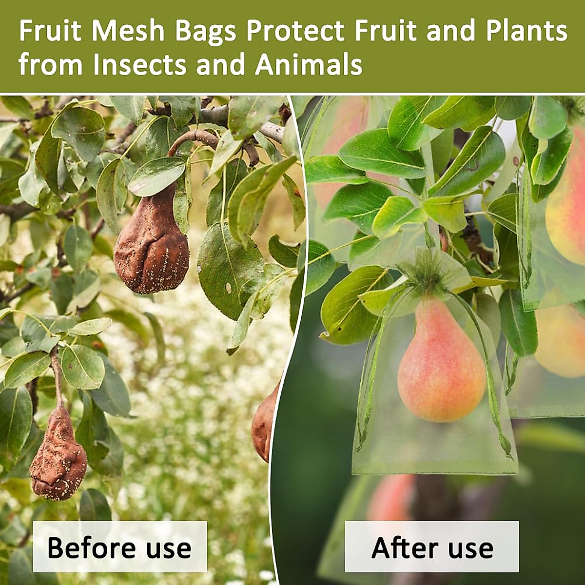 YQL 100Pcs 4"x6" Fruit Protection Bags,Fruit Netting Bags,Garden Netting Bags with Drawstring for Protecting Fruits and Vegetables