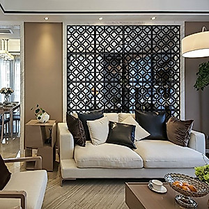 KERNORV Hanging Room Divider Decorative Screen Panels Made of PVC Room Divider Panels for Living Room Bedroom Office Restaurant (Black, 12 PCS)