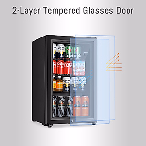 HAILANG Beverage Refrigerator With 80 Can,Freestanding Beverage Cooler For Office, Bar,Home|Double Glass Door&Adjustable Shelving…
