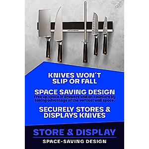 Dalstrong Magnetic Knife Holder Wall - Scratch-Resistant Silicone - Stainless Steel Details - Matte Black - Knife Magnetic Strip - 18" x 2" - Powerful Magnet Kitchen Bar - Easy Mount - Safe Display