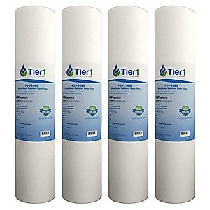 Tier1 20 Micron 20 Inch x 4.5 Inch | 4-Pack Spun Wound Polypropylene Whole House Sediment Water Filter Replacement Cartridge | Compatible with Pentek DGD-7525-20, 155356-43, Home Water Filter