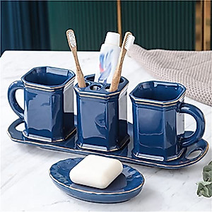 CZDYUF Mouthwash Cup six-Piece Set Nordic Ceramic Household wash Cup Couple Tooth Brushing Cup Tooth Cylinder Tray Set