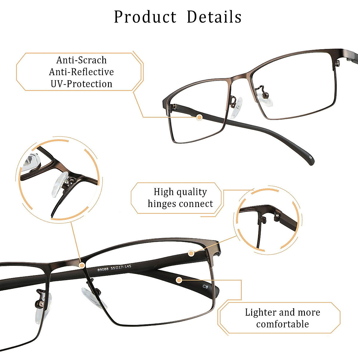 LifeArt Blue Light Blocking Glasses, Anti Eyestrain, Computer Reading Glasses, Gaming Glasses, TV Glasses for Women Men, Anti Glare (Brown, 2.25 Magnification)