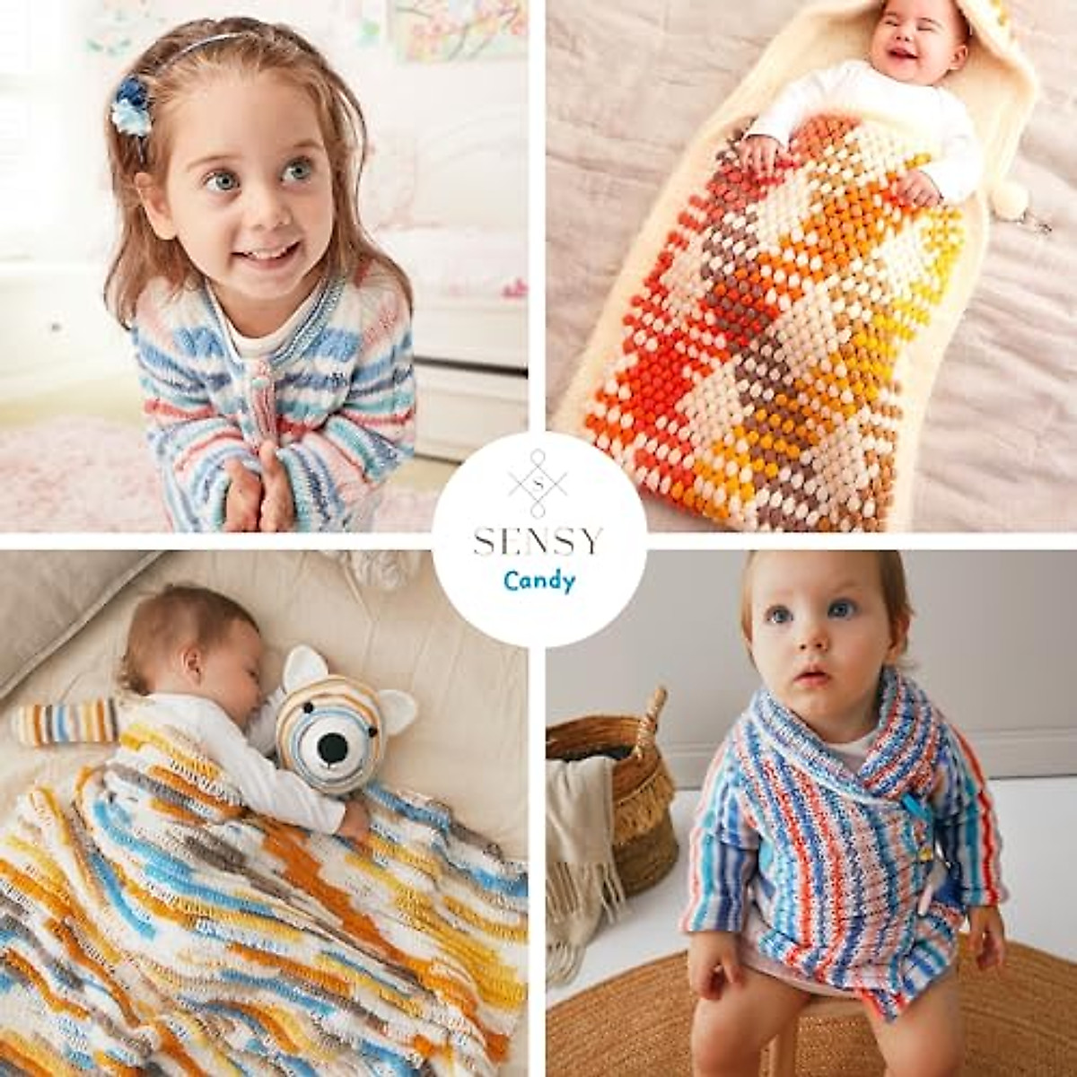 Sensy Candy Yarn, 3.5 oz, 251 Yards, Multicolor Craft Yarn for Crocheting and Knitting, Gauge 3 Light (5845)