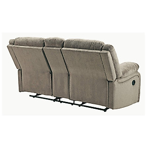 Signature Design by Ashley Draycoll Manual Double Reclining Loveseat with Center Console, Light Brown