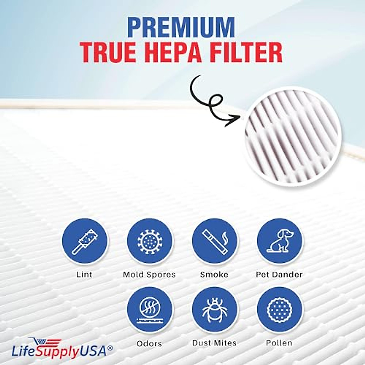 LifeSupplyUSA True HEPA + 4 Carbon Replacement Filters Compatible with Winix 115115 Size 21 and Plasma Wave WAC5300, WAC5500, WAC6300, 5000, 5000b, 5300, 5500, 6300 & 9000