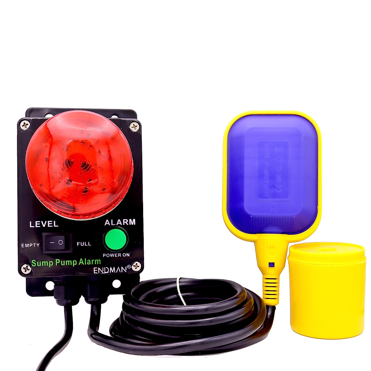 Sump Pump Alarm High Water Septic Tank Alarm High/ Low Water Alarm Ideal for Sump System with 110dB Loud and LED Indicator, Indoor/Outdoor