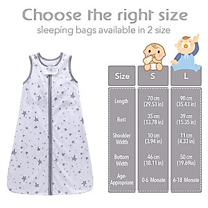 LAT LEE AND TOWN Baby Wearable Blanket 0-12 Months, 2 Pack Baby Sleep Sacks TOG 0.5 Toddler Sleeping Sack Lightweight 100% Cotton Baby Sleeping Bag 0-6 Months (Giraffe & Grey Stars)
