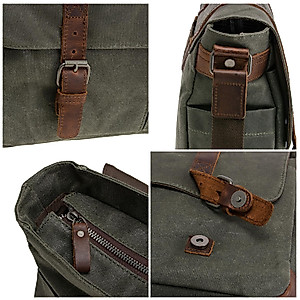 Waterproof Canvas 15" Macbook pro/ 15.6'' Leather Laptop Messenger Bag for Men Business Vintage shoulder bag/Briefcase Crossbody