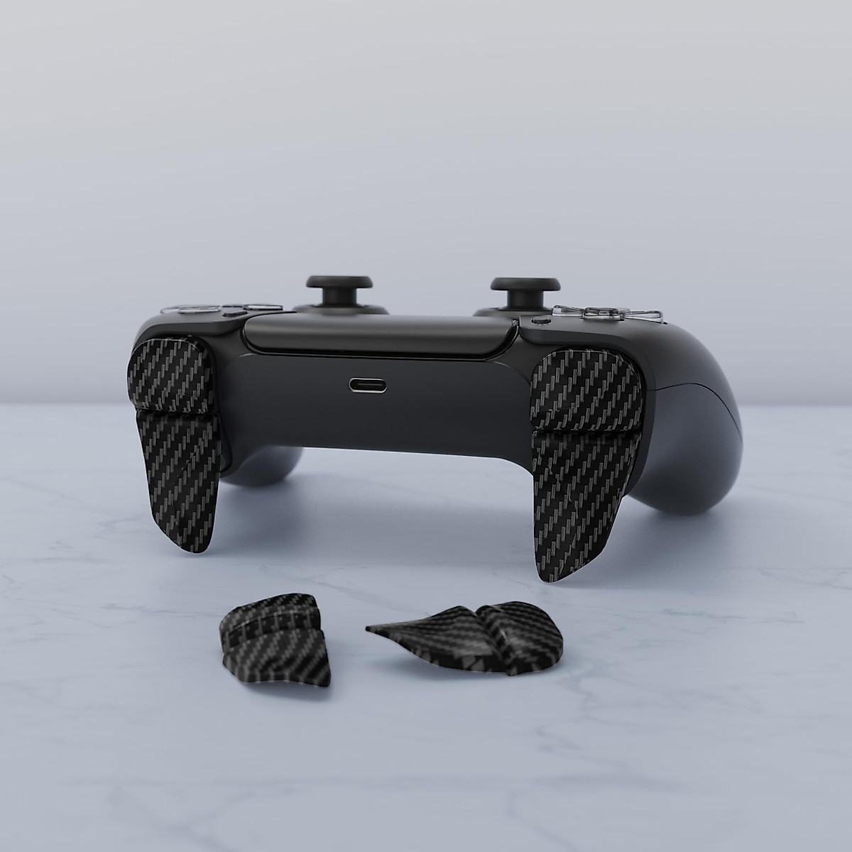 PlayVital Blade 2 Pairs Shoulder Buttons Extension Triggers for ps5 Controller, Game Improvement Adjusters for PS Portal Remote Player, Bumper Trigger Extenders for ps5 Edge - Graphite Carbon Fiber