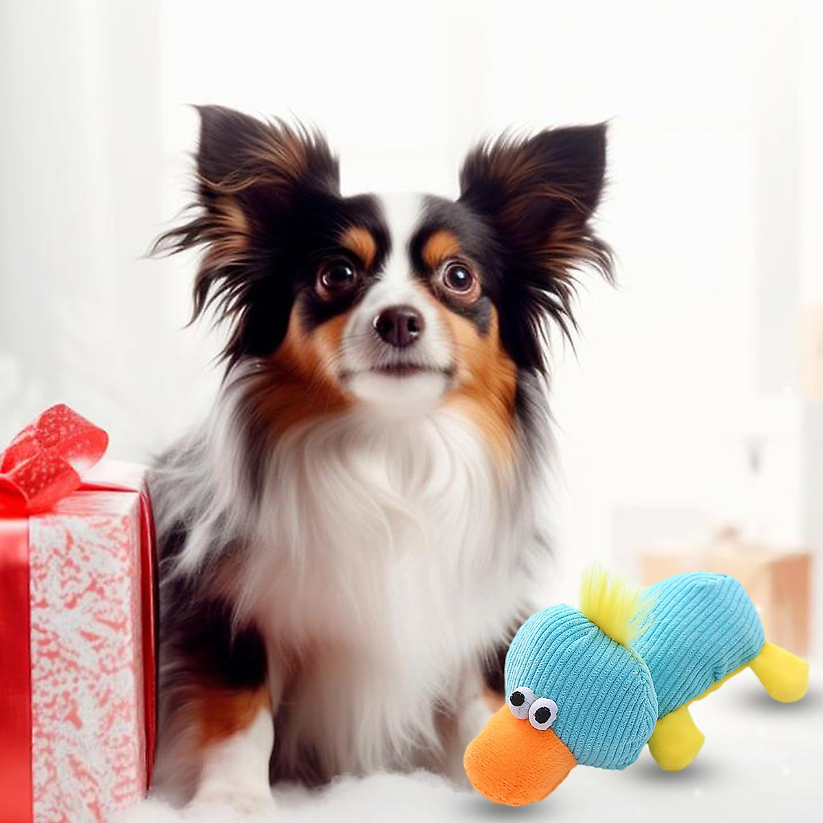 BELJE Plush Squeaky Dog Doll, Stuffed Dog Chew Toy, Durable Squeaker Pet Toy, Long Lasting Teething Puppy Toy, Bite Resistant Interactive Dog Toy, Reliable Soft Plush Dog Toy for Dog Pig Cats