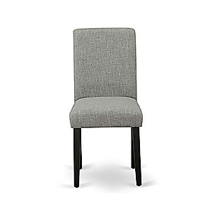 East West Furniture DLAB3-BLK-06 3 Piece Dinette Set for Small Spaces Contains a Round Dining Table with Dropleaf and 2 Shitake Linen Fabric Upholstered Chairs, 42x42 Inch, Black