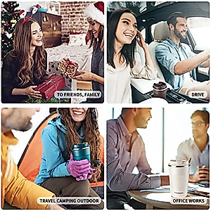 GIFUBOWA Hot Cold Travel Mug 13oz Stainless Steel Insulated Tumbler Cup with Flip Lid Blue