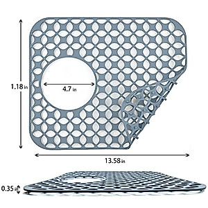 Striludo Silicone Sink Mat,Grey Sink Mat Kitchen Protector for bottom of Farmhouse Stainless Steel or Porcelain Bowl Sink,Rear Drain Kitchen Sink Protector (Grey,13.58 ''x 11.6 '')