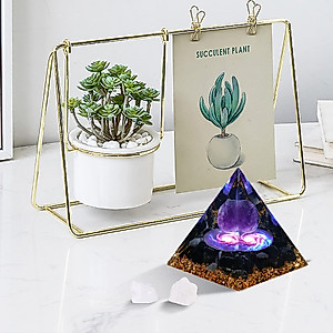 Hopeseed Orgone Pyramid for Positive Energy, Orgonite Amethyst&Obsidian Healing Crystal Pyramids for Reduce Stress Chakra Reiki Healing Meditation Attracts Lucky and Success