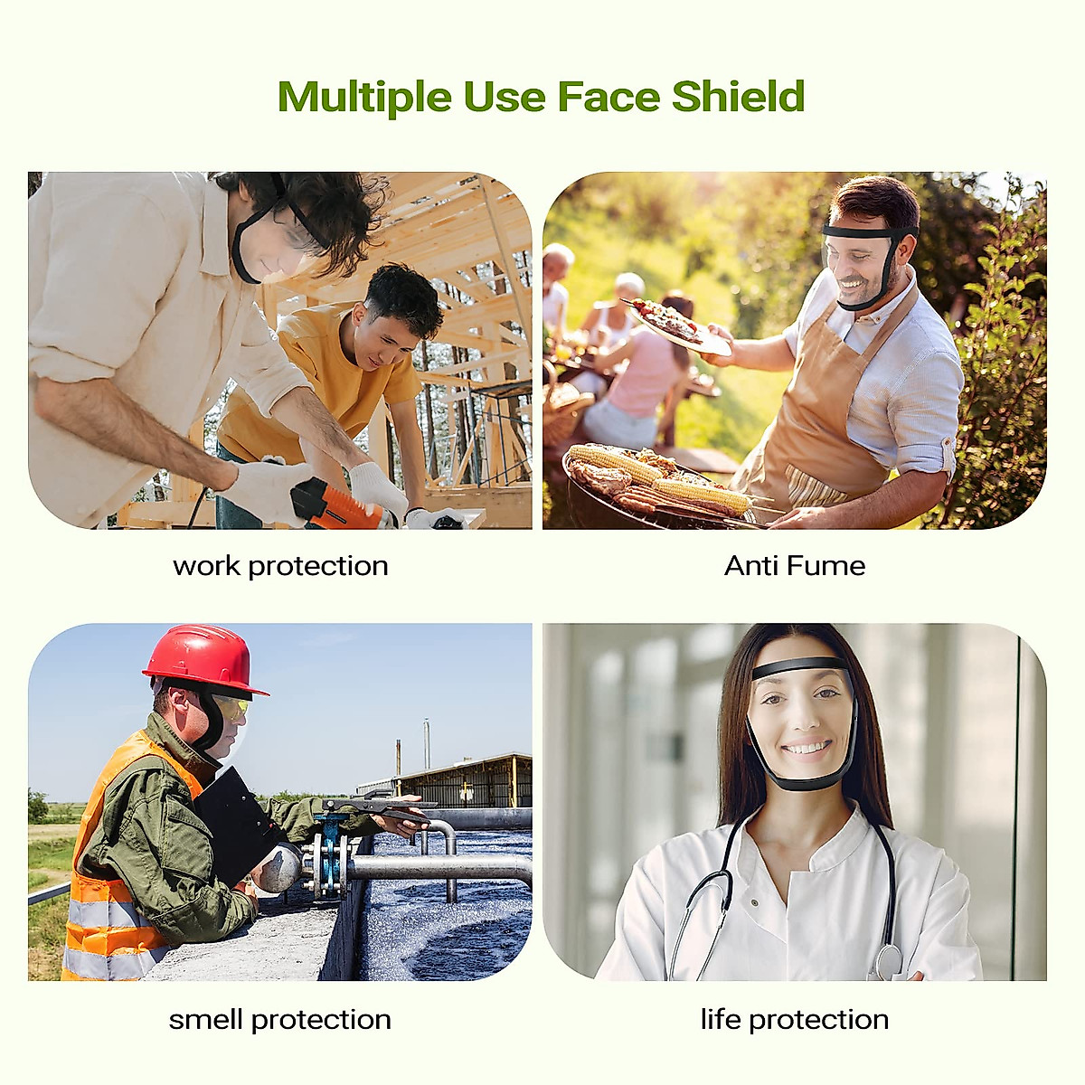 Clear Full Safety Face Shield for Adults Women Men(Not Fit Wear Glasses), Adjustable& Reusable Super Protective Face Shields with Super Lightweight, High-Definition, Anti-Fog, UV Blocking Shields