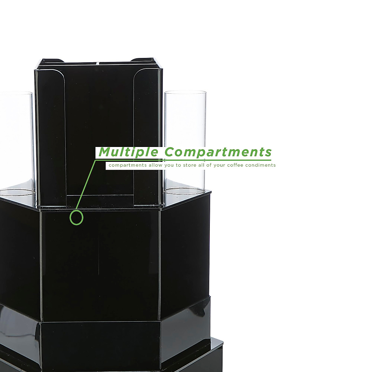 Mind Reader SETT-BLK 18 Compartment 3-Tier Large Breakroom, Lazy Susan Coffee Condiment Organizer, Black, One Size