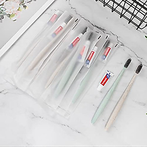 Xuezoioy Disposable Toothbrushes with Toothpaste,60 Pack Individually Wrapped Disposable Travel Toothbrushes Kit in Bulk for Homeless,Nursing Home,Hotel,Charity (Apricot+Green)