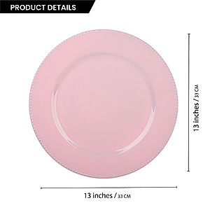 Palais Dinnerware 'Plaque De Charge' Collection - 13" Elegant Charger Plate (4, Pink with Bead Finish)