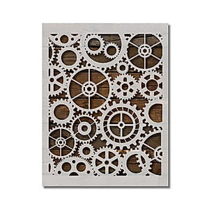 Steampunk Gears Cogs Pattern Stencil Template Reusable for Painting on Walls, Wood, Arts and Crafts (998) - 8.5 x 11 Inches